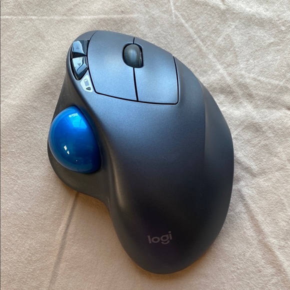 Logitech | Office | Logitech Gray And Blue Trackball Mouse | Poshmark